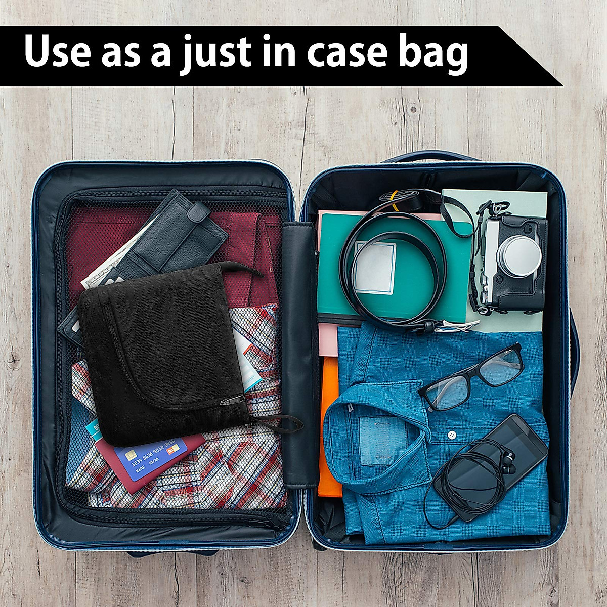 Duffel Bags for Traveling, 65L Carry on Foldable Weekender Overnight Bag for Men Women Waterproof Weekend Travel Duffle Bags with Shoe Compartment,Black