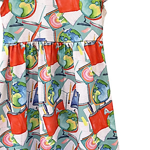 Toddler Girls Apple Pencil Printed Back to School Pearls First Day of School Boutique Dress