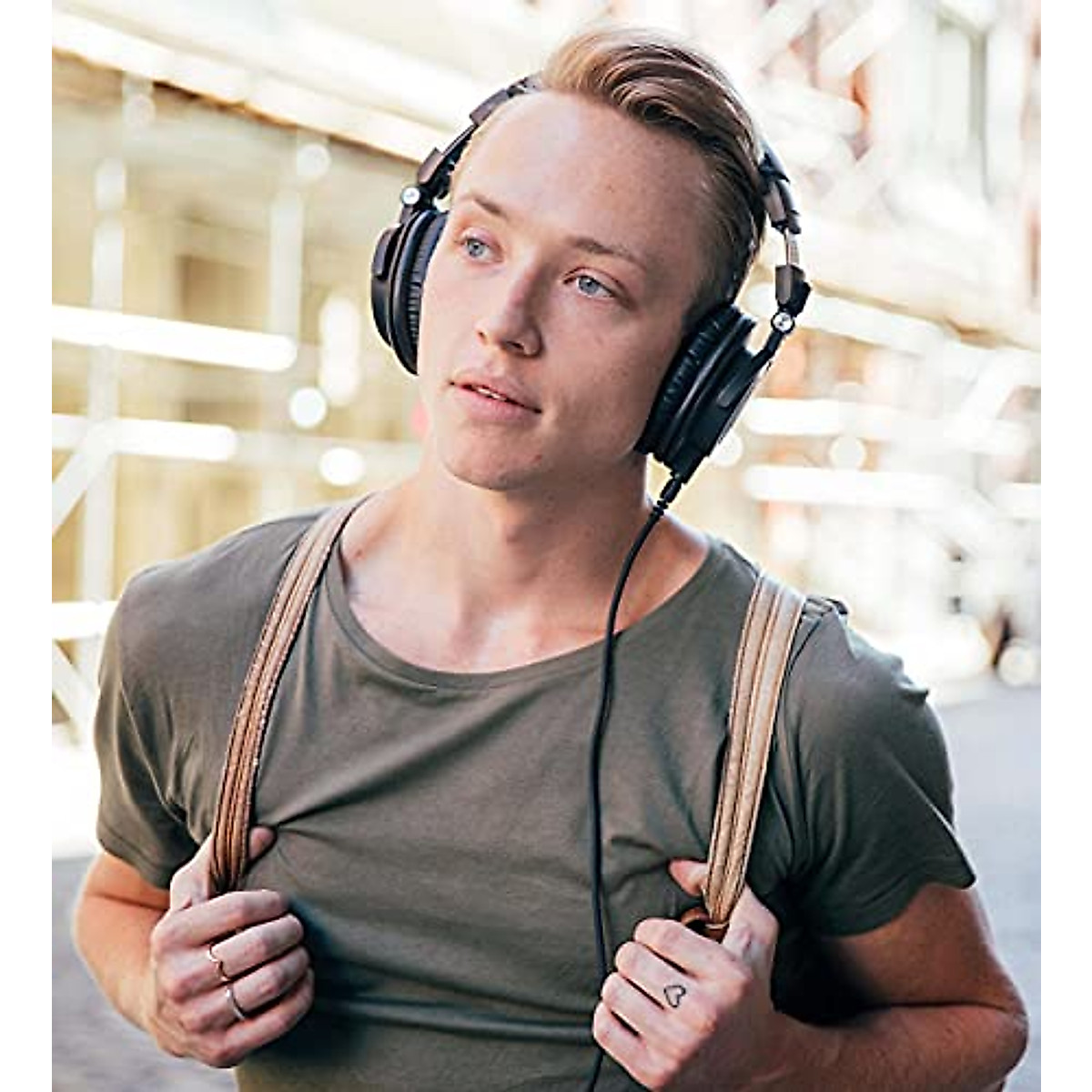 Audio Technica ATH-M40x Professional Studio Monitor Headphone Black Bundle with Antlion Audio ModMic Wireless, Blucoil 6' 3.5mm Extension Cable, Headphone Amp, Headphone Hook and Slappa Headphone Case