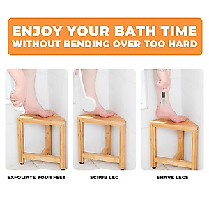 Generic 12.2 in Corner Shower Stool Wood, Triangle Shower Foot Rest, Shower Stool for Shaving Legs, Stool for Small Shower Spaces, Bath Seat, Foot Rest Shaving