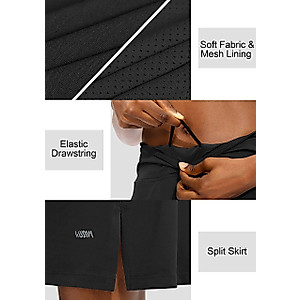 Viodia Women's 20" Knee Length Skorts Skirts Athletic Tennis Golf Skirt for Women Modest Sports Casual Summer Skirt with 5 Pockets Black