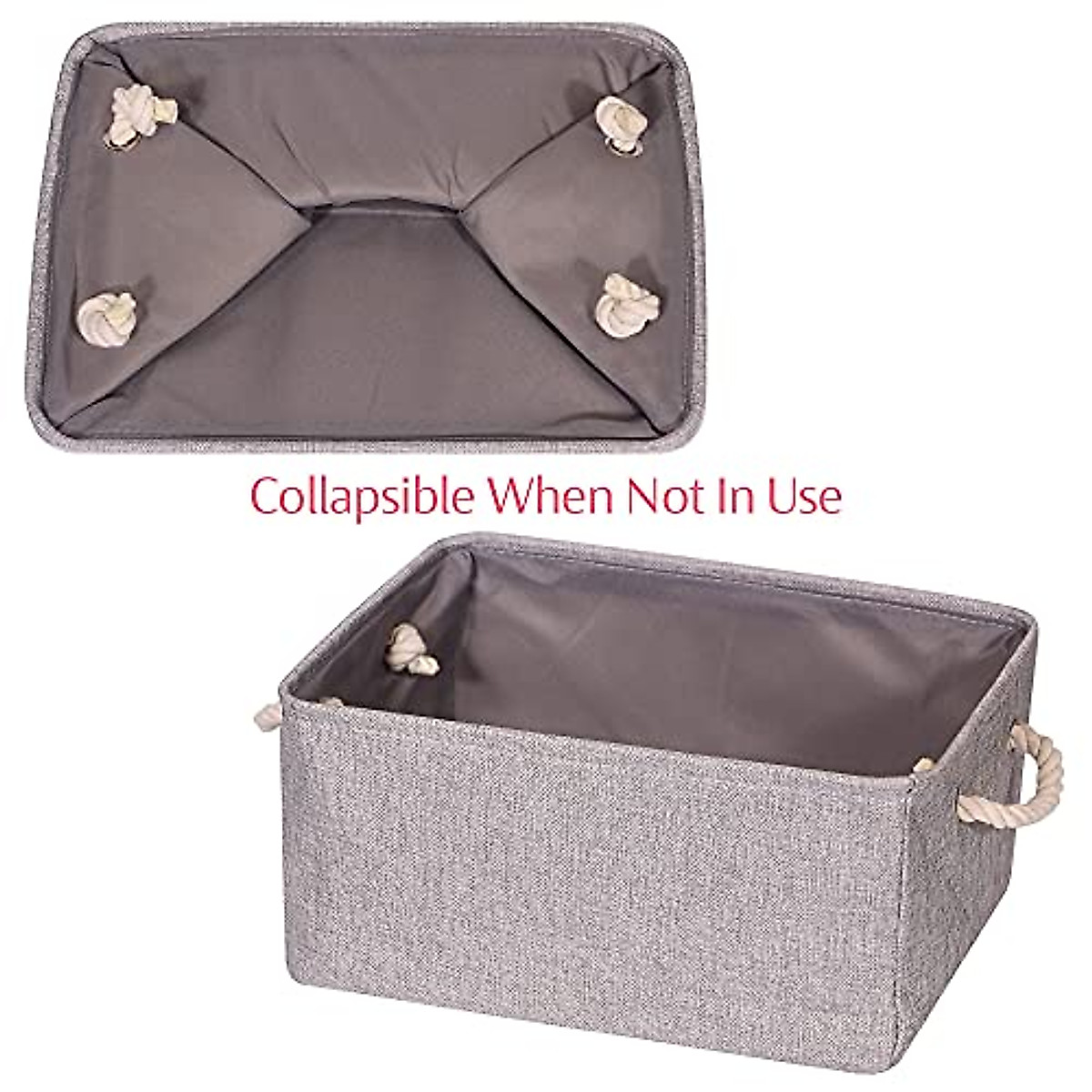 TENABORT 6 Pack Large Storage Basket Bin, Foldable Fabric Storage Cube Box Canvas Collapsible Cloth Organizer Containers with Handles for Home Office Clothes Closet, Gray