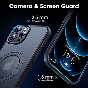 CASEKOO Designed for iPhone 12 Pro Max Case with Magnetic Invisible Stand [Military Drop Protection] [Compatible with MagSafe] Shockproof Slim Translucent Matte Cases 6.7 Inch 2020, Black