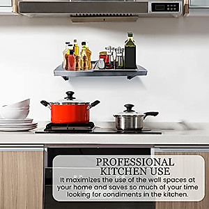 Stainless Steel Wall Mount Shelves, Floating Storage Shelf with Backsplash, Heavy Duty Commercial NSF Metal Shelving, Mounted Shelving Rack for Restaurant, Home, Hotel, Bar and Kitchen, 12x36