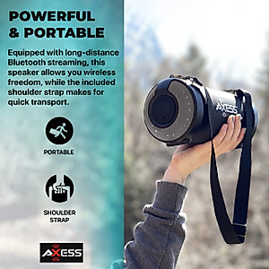 Axess Portable Wireless Bluetooth Speaker — USB C, FM Radio, & Aux Inputs 3” Speaker for Rich Sound & Bass with LED Lights, TWS+ Link, Good for Home Or Outdoor Use SPBL1010 Small Bluetooth Speaker