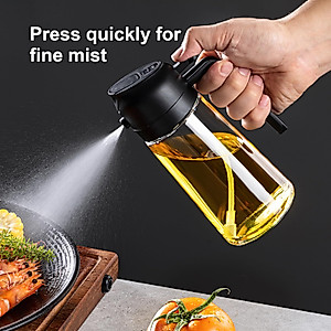 CXINYI - Oil Dispenser for Kitchen - 16oz / 470ml Olive Oil Bottle - 2 in 1 Olive Oil Dispenser & Oil Sprayer with Brush - Oil Sprayer for Cooking, Salad, Barbecue Black
