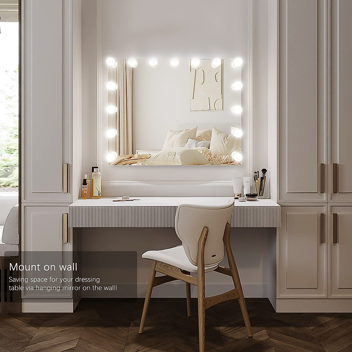 Vanity Mirror with Lights,Lighted Vanity Mirror with 15 Dimmable Bulbs for Dressing Room & Bedroom,3 Color Lighting,Modes Detachable 10x Magnification 360°Ratation (Off White-15 Bulbs)