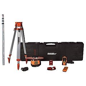 Johnson Level & Tool 99-028K Electronic Self-Leveling Dual Slope Horizontal/Vertical Rotary Laser System, Red, 1 Kit