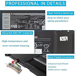OUWEE 1F22N Laptop Battery for Dell Alienware M15 R1 M17 R1, G5 15 5590 5590-D2783W 5590-D2743B D2842W D2843W D2865B G7 7590 D2785B ALW15M-D1523S, fit for JJPFK 0JJPFK 06YV0V HYWXJ 0HYWXJ 15.2V 60WH