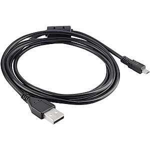 Black USB 2.0 A to 8-Pin Mini B Cable w/ Ferrite - 1.5M / 59 Inches for Nikon CoolPix P90