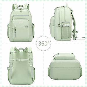 PRAGARI Kids Backpack for School Cute Aesthetic Green Backpack Girls Student Bookbag Women Travel Lightweight Book Bag