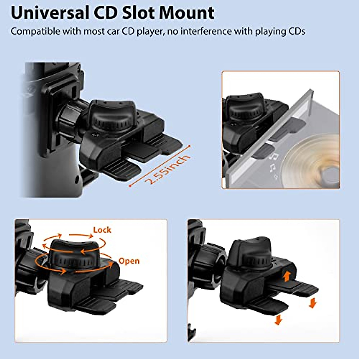 Lopnord Car Phone Tablet Mount CD Slot Holder Compatible with Samsung Galaxy Z Fold 4 3/S23 S22 Ultra/S21/iPad Mini 6/Google Pixel 7 6, Tablet Holder for Car for iPhone 14 13 Pro Max 7-11 inch Tablet