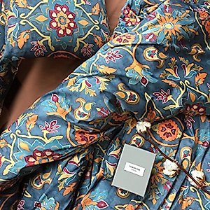 Eikei Home Damask Medallion Luxury Duvet Quilt Cover Boho Paisley Print Bedding Set 400 Thread Count Egyptian Cotton Sateen Vibrant Bohemian Pattern,3 pieces (King, Spanish Tile)