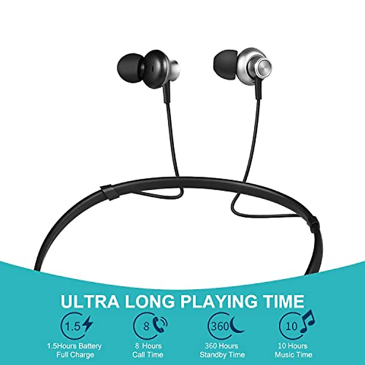 blueear Bluetooth Headphones, Wireless Headphones IPX6 Waterproof Earphones,Bluetooth 5.2 Fast Pairing,16 Hours Playtime,CVC 6.0 Noise Cancelling Mic Earbuds for Gym Running Outdoor Sports