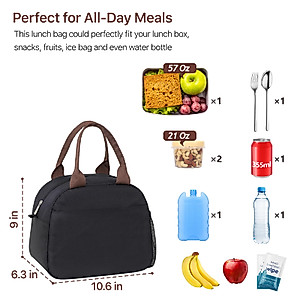 Lunch Bag, Bagseri Insulated Lunch Tote Bags for Women Men, Portable Reusable Adult Lunch Cooler Bag Thermal Organizer, Water-resistant Lining (Dark Grey)