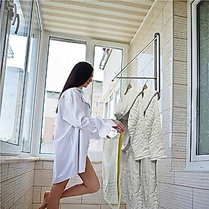 Ithywat Clothes Drying Rack,Wall Mounted Clothes Hanging Rack,Retractable Folding Hanger,Laundry Room Organization,Drying Racks for Laundry,Bathroom,Garage,Indoor&Outdoor Aluminum1pcs