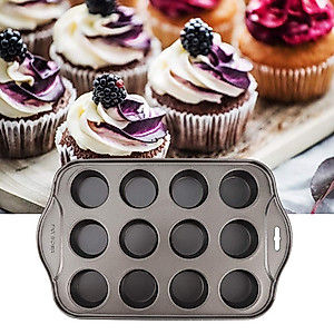 Mini Muffin Cheesecake Pan,12 Cavity with Removable Bottom Cupcake Pan Mini Round Cake Pans Nonstick Cake Mold DIY Baking Cake Mold Bakeware Kitchen Utensils