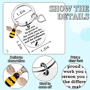 PLwelth Bee Keychain Bee Inspirational Keyring for Women Men Bee Keychain for Teacher Graduation Farewell Appreciation from Students Thank You Gifts Lovers Friends Birthday Christmas Keyring