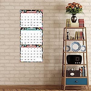 Calendar 2023-2024 - 3 Month Display Wall Calendar (Folded in one Month), 11.3" x 26" (when opened), Jul 2023 - Jun 2024, Vertical Calendar with Thick Paper, For Daily Organizing & Planning