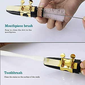 Saxophone Sax Cleaning and Maintenance Cleaner Care Kit with Key Oil, Cork Grease, Swab, Cleaning Cloth, Thumb Rest, Mouthpiece Brush, and More in Khaki