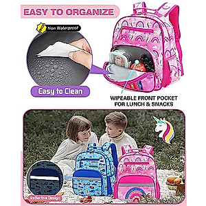 VANKEV Kids Backpack for School Girls Toddlers Boys Cute Lightweight Bookbag Preschool Kindergarten Primary Elementary School Travel Gifts Bags(Rainbow Unicorn, Kids / 12L)