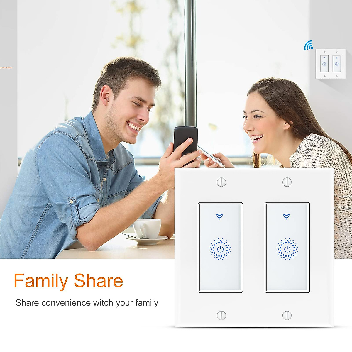 Smart Switch4 Pack, Double Smart Light Switch, Milfra in-Wall WiFi Smart Switch Compatible with Alexa and Google Home, No Hub Required, Neutral Wire Needed,2.4Ghz WiFi only. 4 Pack