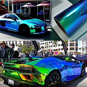 ASENDIWAY Holographic Rainbow Chrome Car Adhesive Vinyl Wrap Gloss Decal Sticker Film Sheet Air Bubble Free DIY Vinyl
