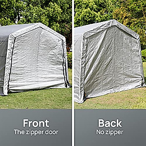 walnest Auto Storage Shelter Car Garage Steel Heavy Duty Carport Canopy Metal Frame Tent Waterproof (10×10×8ft, Gray)