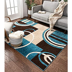 Well Woven Ruby Galaxy Waves Modern 60016 Area Rug, Blue, 5'3" x 7'1"