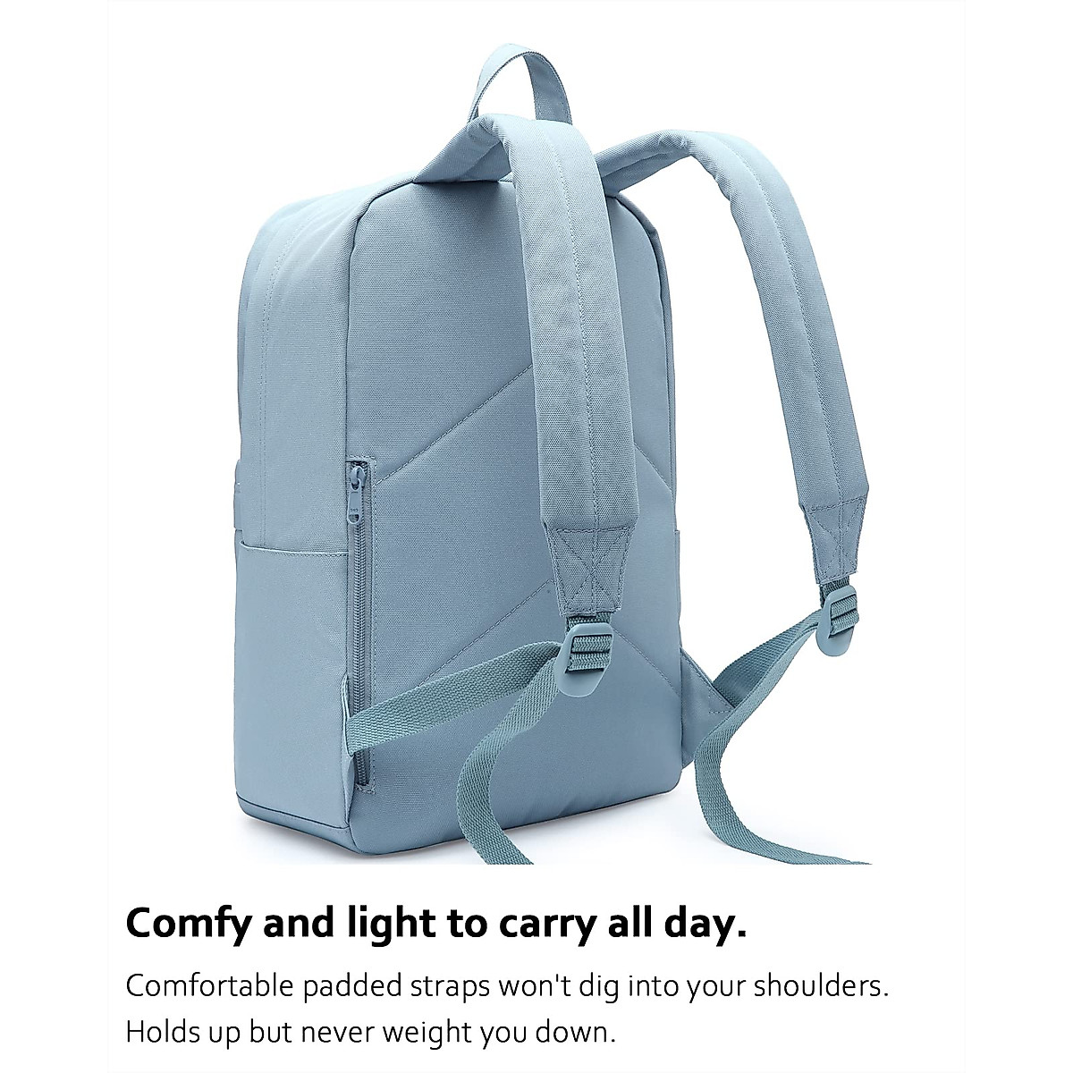 HotStyle 599s Simple Backpack, Classic Bookbag with Multi Pockets, Durable for School & Travel, Dark Pastel Blue