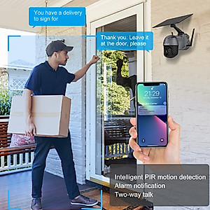 Security Camera Wireless Outdoor/Home, Solar 360° PTZ Surveillance System with 24000mAh Battery, Color Night Vision, WiFi, PIR Motion Detection, APP Alert Push, Spotlight and Siren, Two-Way Talk, IP66