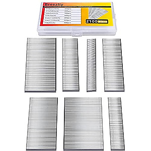 Breezliy 2100 PCS Brad Nails 7 Sizes multi-Length Galvanized Straight Finishing Nail,Each specification has an independent sponge anti-collision packaging