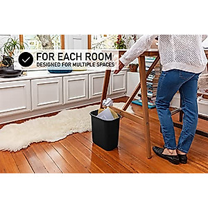 United Solutions 13 Quart / 3.25 Gallon Space-Efficient Trash Wastebasket, Fits Under Desk and Narrow Spaces in Commercial Office, Kitchen, Home Office, and Dorm, Easy to Clean, Black