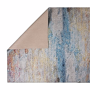 Mylife Rugs Contemporary Modern Non Slip Machine Washable Printed Area Rug, Rainbow 4'x6'