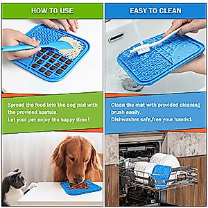 TDZWIN Licking Mat for Dogs, Dog Licking Mat Slow Feeder Dog Bowls, 3 Pcs Dog Peanut Butter Lick Pad with Suction Cups for Anxiety Relief Perfect for, Treats, Yogurt with Free Scraper&Brush BPA Free