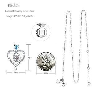 Birthday Gift for Women March Birthstone Aquamarine Jewelry Mom Wife I Love You Necklace 100 Languages to the Moon and Back Necklace Sterling Silver