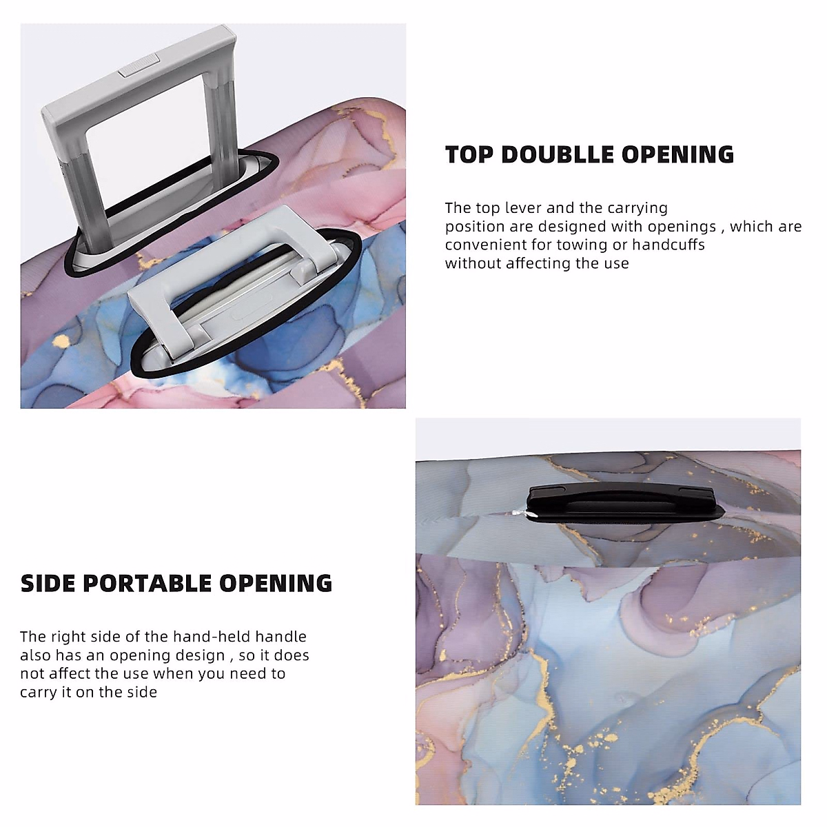 Pink Blue Marble Luggage Cover Elastic Washable Stretch Suitcase Protector Anti-Scratch Travel Suitcase Cover for Kid and Adult L (25-28 inch suitcase)