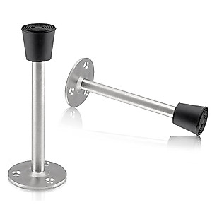 LDEXIN 2 Pack Stainless Steel Heavy Duty Door Stop 5" Wall Mounted Door Stopper with Rubber Tip Design Mute for Wall and Door Protection, 4.7" / 120mm