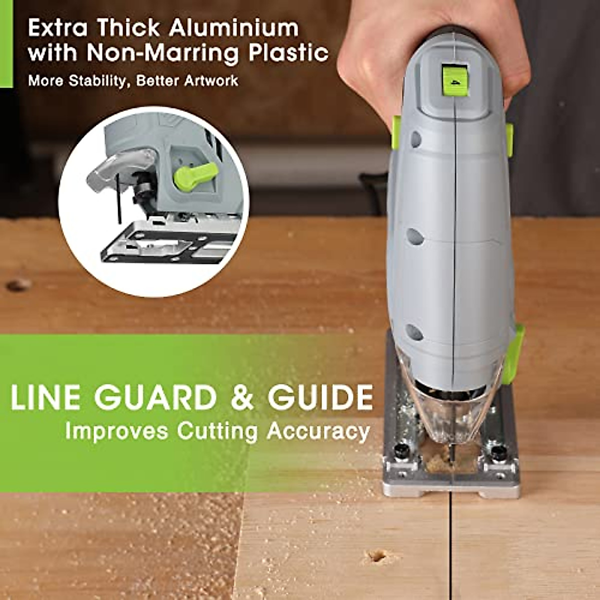 WORKPRO Jig Saw, Heavy Duty Design, 5 AMP 3000 SPM, Jigsaw Tool Corded Electric Power Cutter for Wood, Metal and Plastic Cutting, 7 Blades