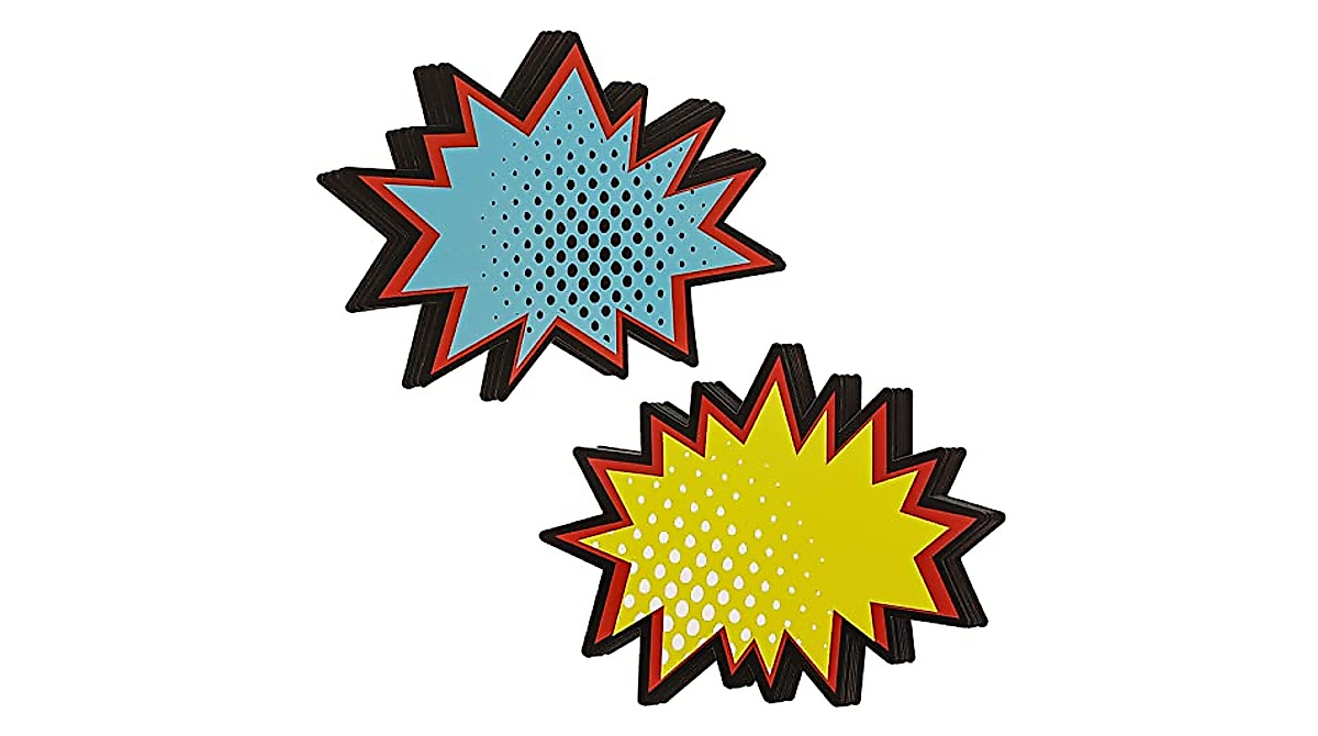 60 Pack Superhero Comic Bubble Bulletin Board Decor