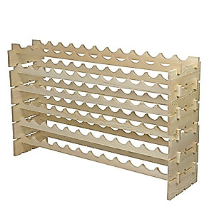 JungleA Stackable Wine Rack Wine Storage Cabinet Freestanding Floor Modular Wine Countertop,Wobble-Free-Shelf Hand Made Solid Hardwood Wooden (6x12 Row 72 Bottles Capacity)