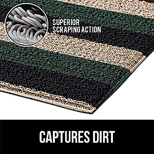 GORILLA GRIP Heavy Duty Striped Doormat, 72x24, Thick Bristles, Crush Proof Texture, Catch Dirt from Shoes, Strong Backing, Easy to Clean, Indoor Outdoor Entrance Mat, Runner, Hunter Green Black Beige
