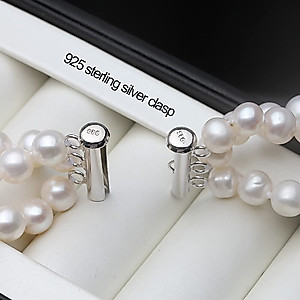 3 Multiple Layered Triplets Strand Pearl Necklace for Women,White Freshwater Pearls Necklace Mother's Day Gift