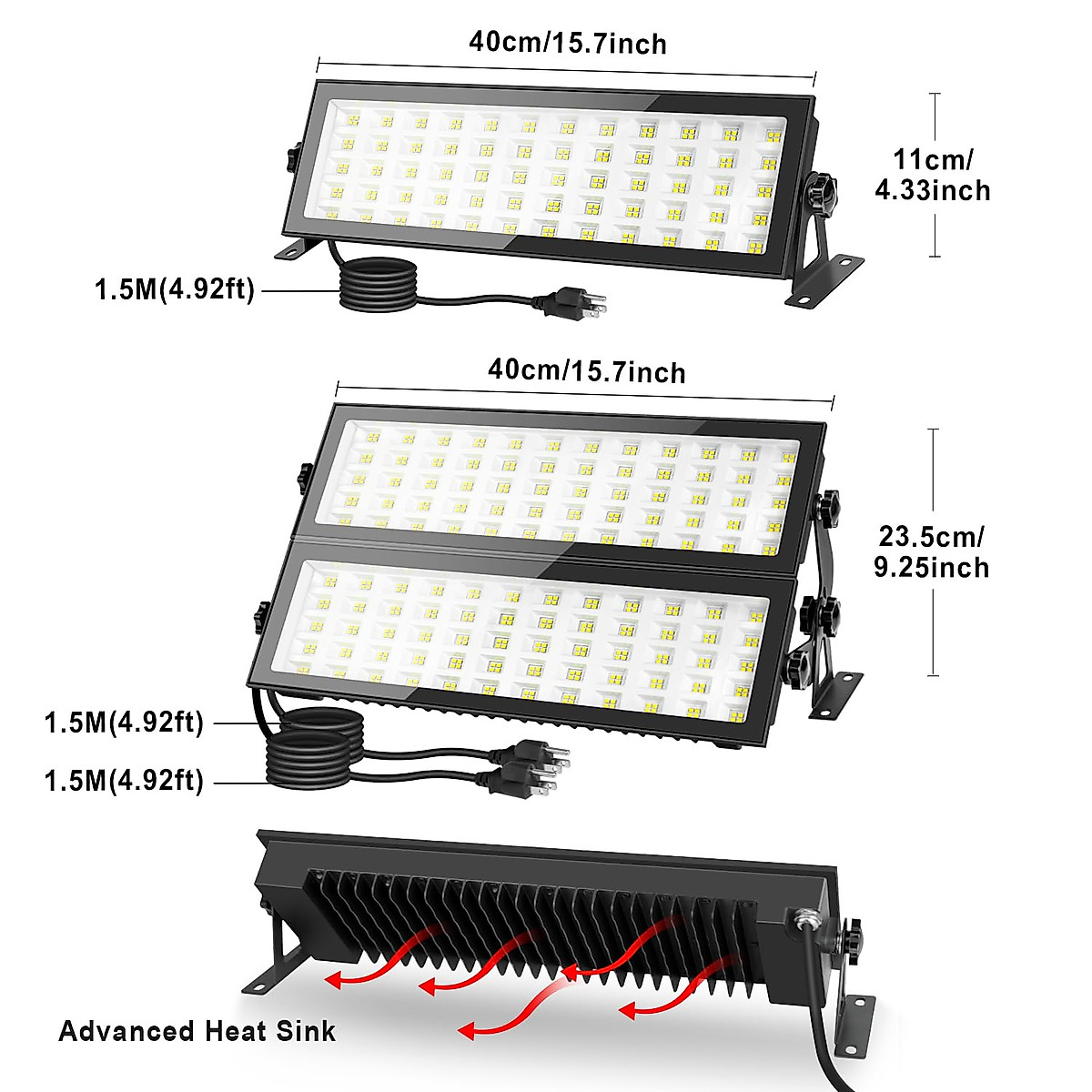 TiYiViRi 2 Pack 120W LED Shop Light, 10000LM Super Bright LED Garage Light, IP66 Waterproof Outdoor Floodlight, 5000K Daylight White LED Exterior Light for Basketball Court, Stadium, Playground