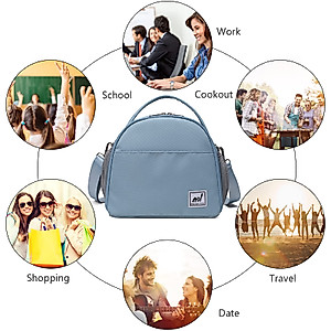 Lunch Bag Insulated Cooler Bag for Women Nylon Waterproof Lightweight Lunch Box Organiser (Dusty blue)