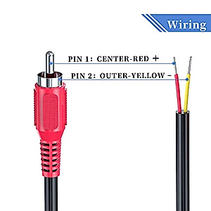 RCA to Speaker Wire Adapter, 18AWG 2 Pack 3ft RCA Male Plug to Bare Cable Open End, UIInosoo Audio Cable, Red and Black