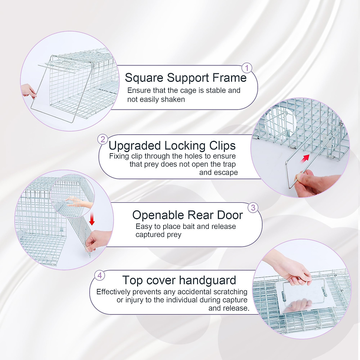 Live Feral Cat Trap Cage with Cover, Heavy Duty Folding Animal Traps Cage for Stray Cats, Humane Cat Trap for Raccoon, Squirrel, Skunk, Catch and Release - (32 x 10 x 12 inches, Trap Cage with Cover)