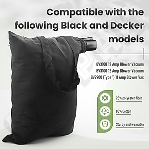 5140125-95 Leaf Blower Vacuum Leaf Bag for Black and Decker BV3100/BV2900 Blower Replaces 5140117-99 - Black