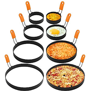 Egg Rings Set of 8 Pancake Mold Stainless Steel Egg Ring for Griddle Nonstick Omelette And Pancake Rings for Muffins (Set of 8)