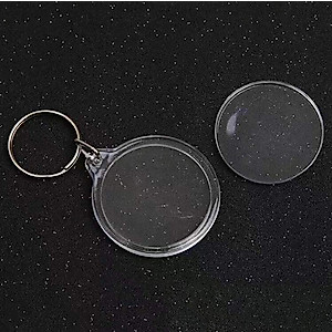 UPSTORE 25PCS 1.4inch Inner Diameter Round Clear Acrylic Blank Passport Photo Logo Image Inserts Split Keychain Keyrings Wallet Friendly Picture Snap-in Frame Key Ring for Women and Men